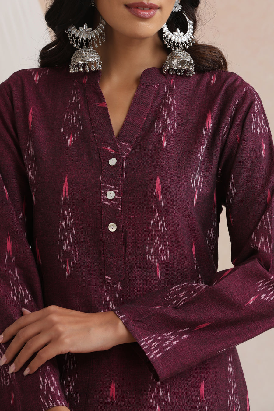 Murraya | Purple Arisya Ikat Handloom Cotton Kurta Set of 2